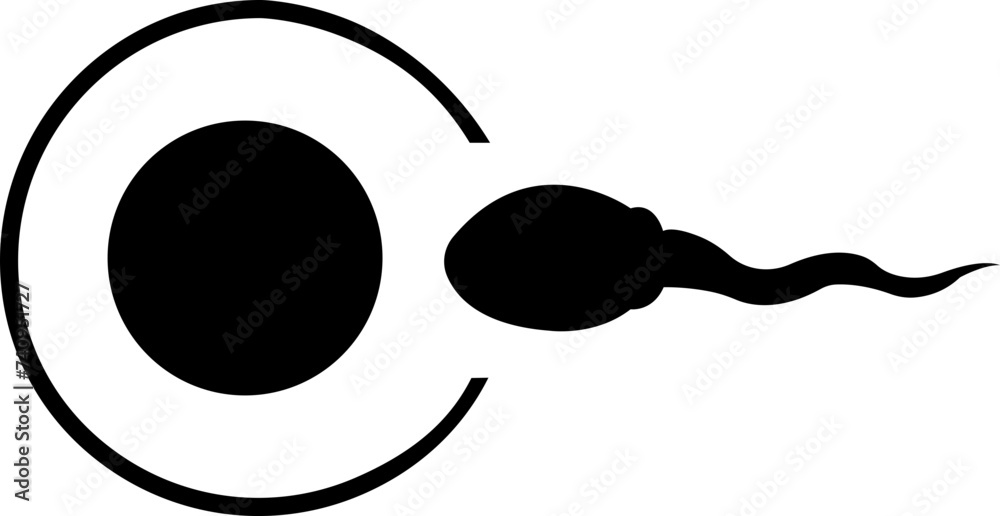 Sperm Trying To Enter The Egg Icon Vector One Sperm Cell Enters The Egg Cell Fertilization