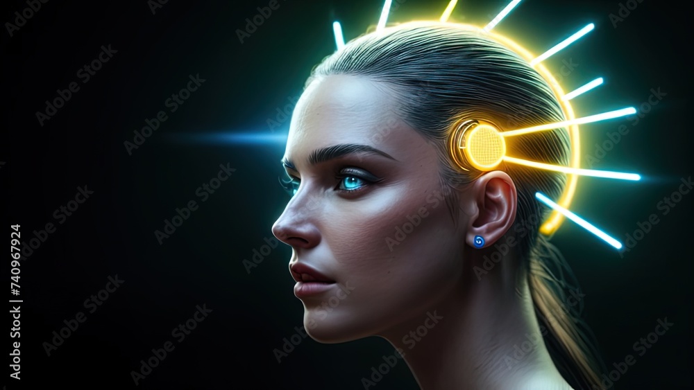 Digital human head logo concept illustration. Creative idea. Learning ...