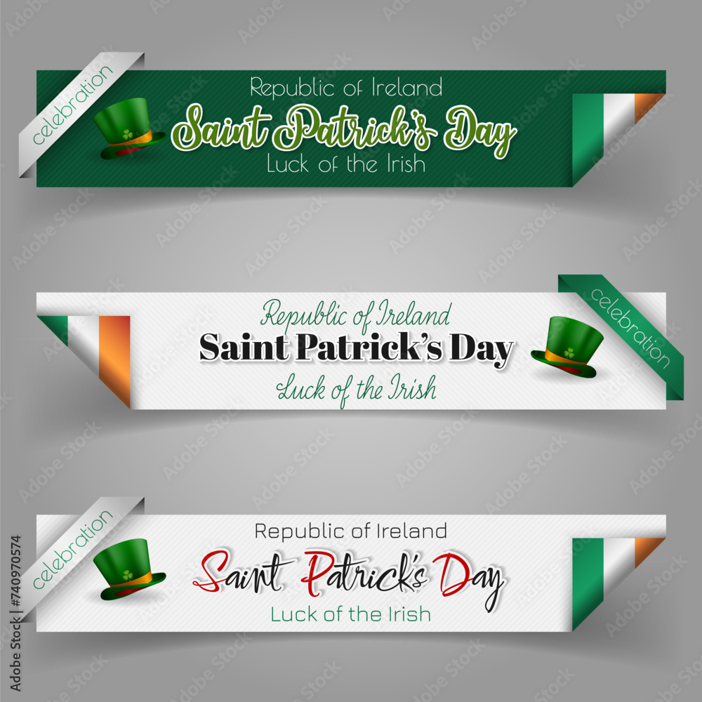 Set of web banners background with handwriting texts, green top hat ...