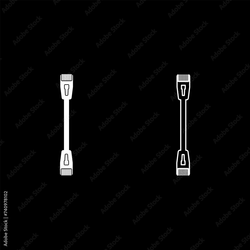 Patch cable path cord ethernet technology rj45 net concept set icon ...