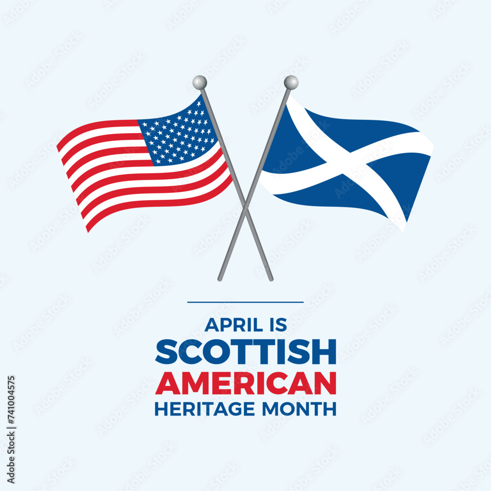 April is Scottish American Heritage Month poster vector illustration ...