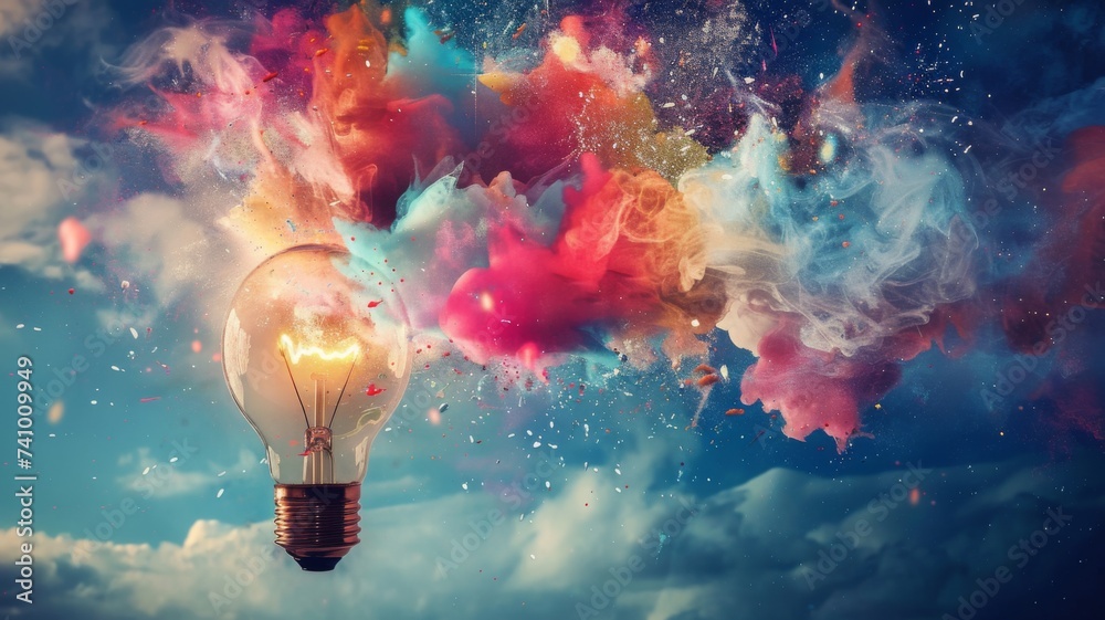 Colorful Imagination Explosion - A vibrant burst of colors surrounds a ...