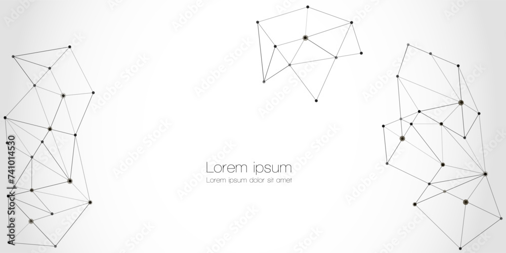 Abstract technology Network nodes, digital connection background with ...