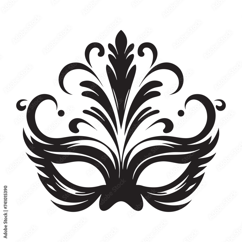 Masked Elegance: Silhouetted Masquerade Mask dorning Face with Intrigue ...