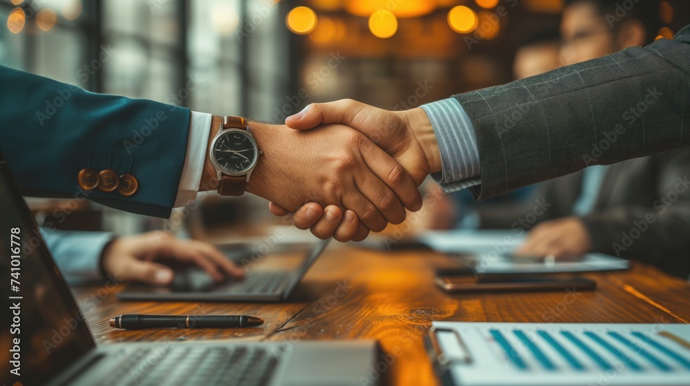 Merger or Acquisition Proposal. Handshake between businessman a merger ...