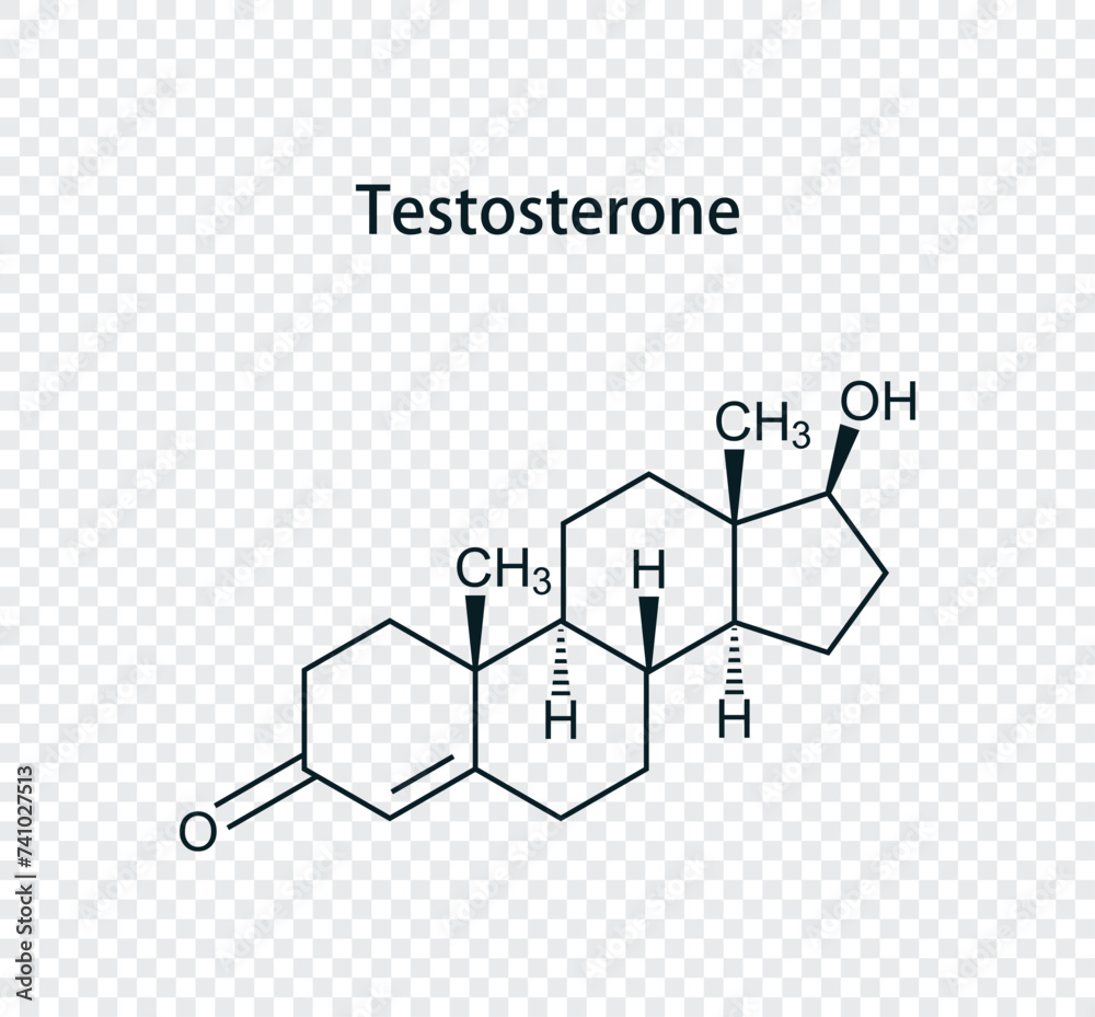 Testosterone chemical structure vector illustration. Isolated on ...