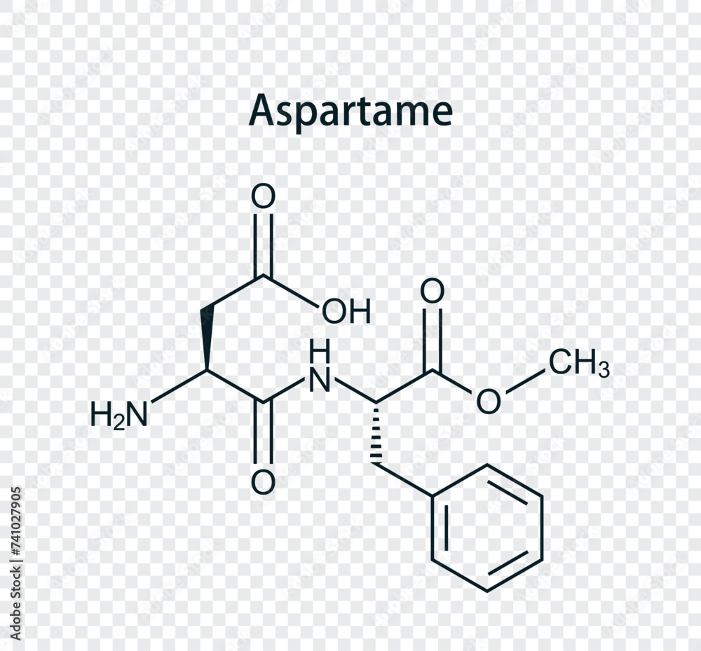 Chemical structure of aspartame. Vector illustration isolated on ...