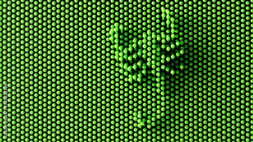 Physical pixel art - scorpion. Lots of green pixel details. Symbolic ...