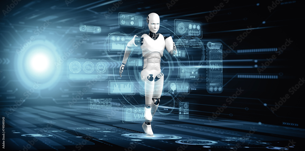 XAI 3d illustration Running robot humanoid showing fast movement and ...