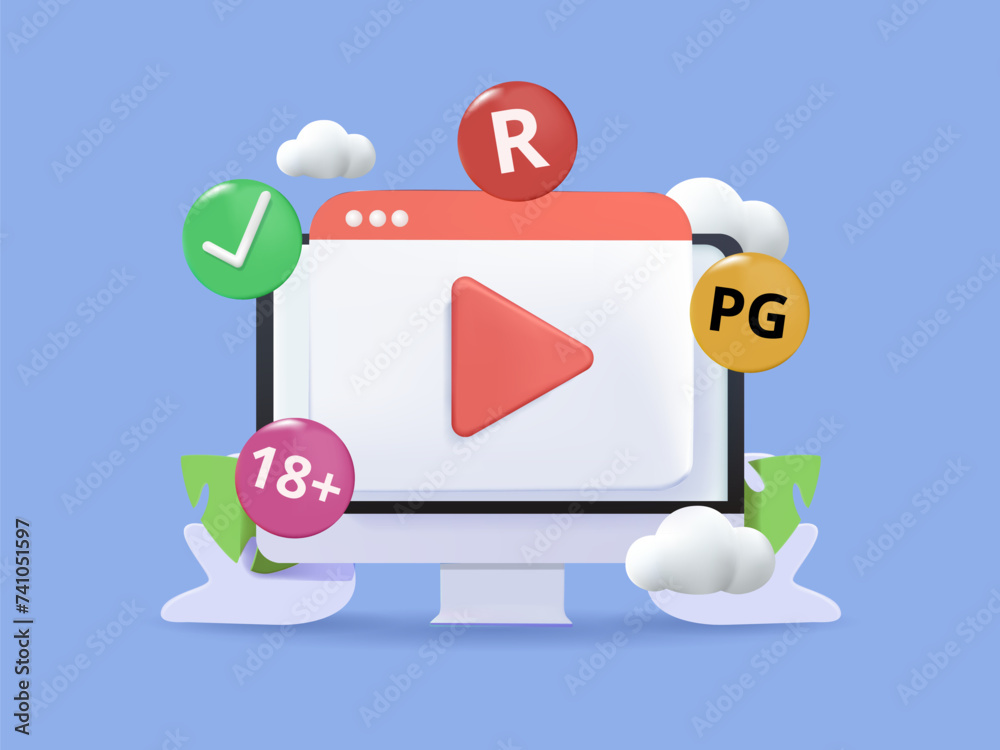 Content rating abstract concept vector illustration 3D. Media and tv ...