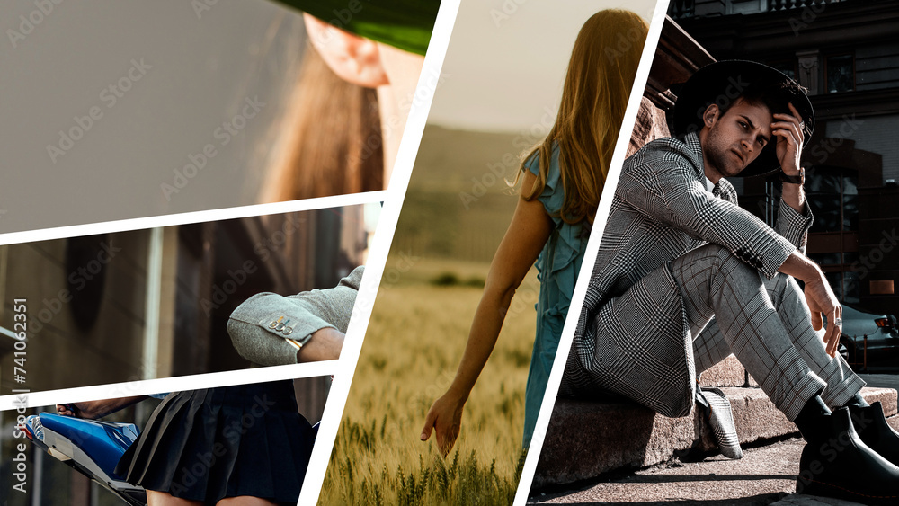 Split Screens Transitions 5 Frame Stock Template | Adobe Stock