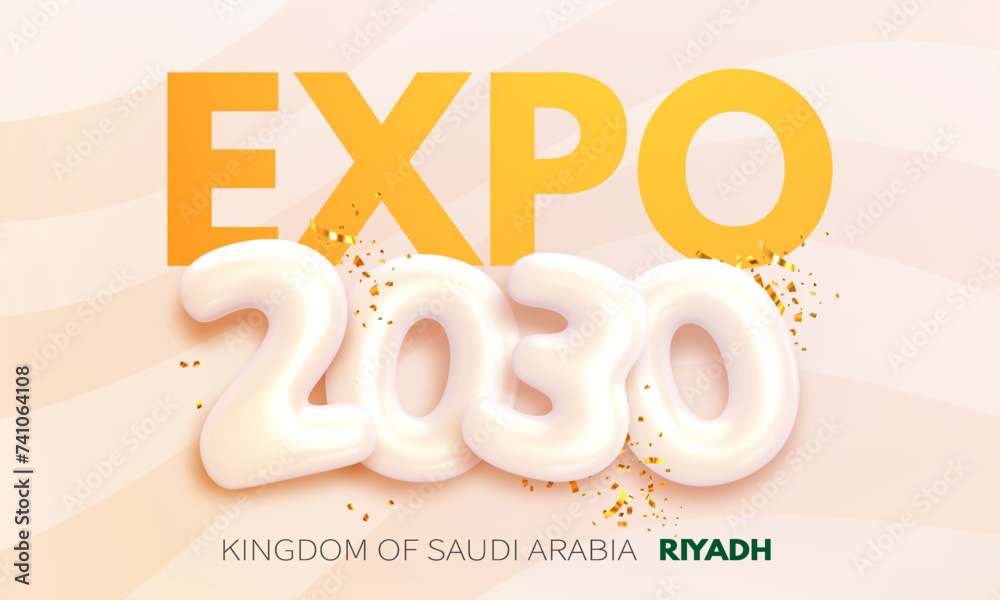 World Expo 2030 in Riyadh city Kingdom of Saudi Arabia. Concept banner international exhibition ...