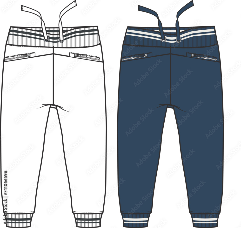 Vector Flat Illustration Technical Drawing for pants. Kids Clothing ...
