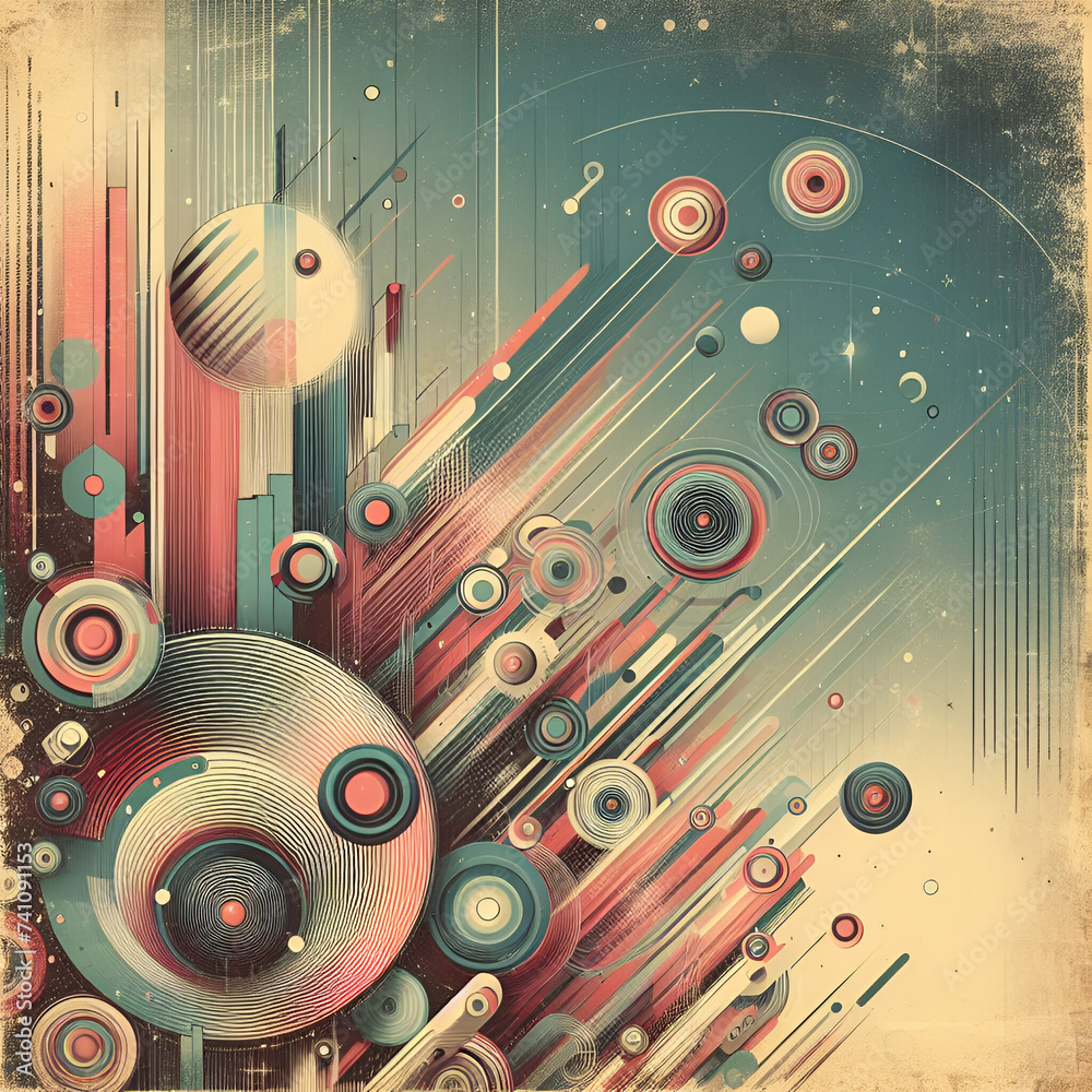 Abstract Retro Streaming Mountains with Setting Sun Through it all ...