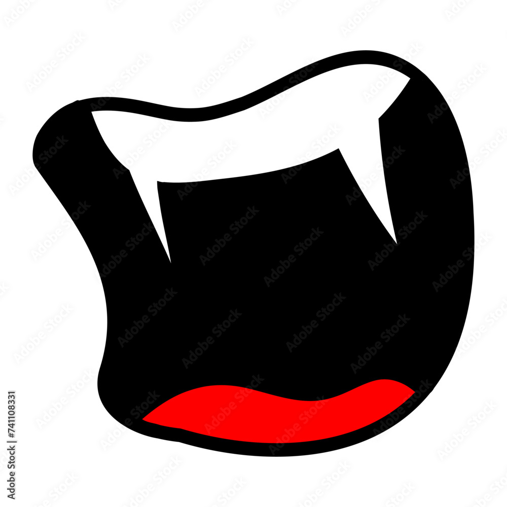 Cartoon mouth with vampire teeth. Aggressive mouth expression with ...