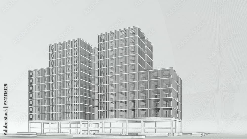 Digital Twin (BIM) of a multi-family residential building, schematic ...