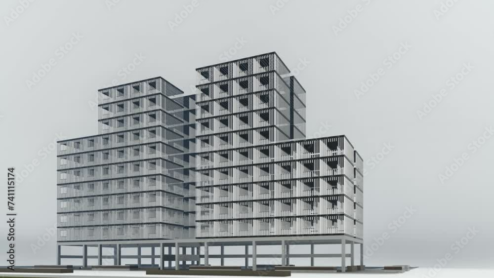 Digital Twin (BIM) of a multi-family residential building, realistic ...