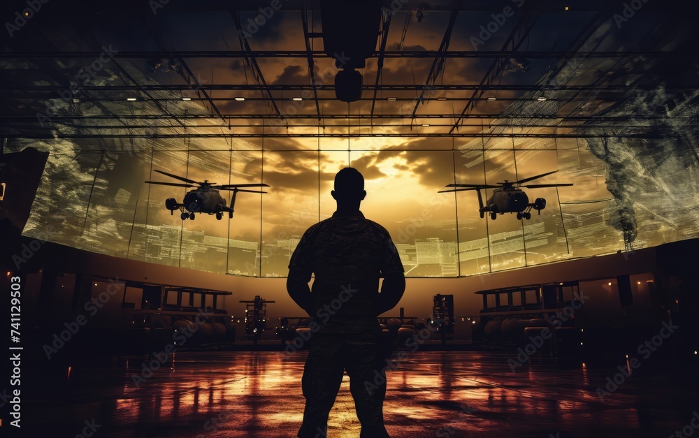 A special soldier is depicted observing the wartime situation and the ...