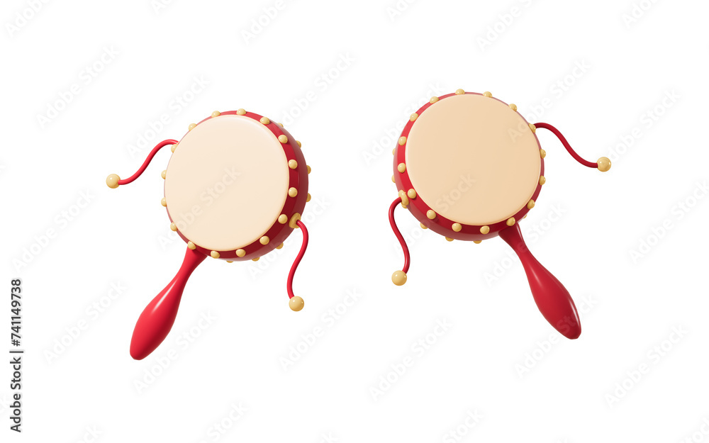 Cartoon rattle-drum, children’s toys, traditional instrument, 3d ...