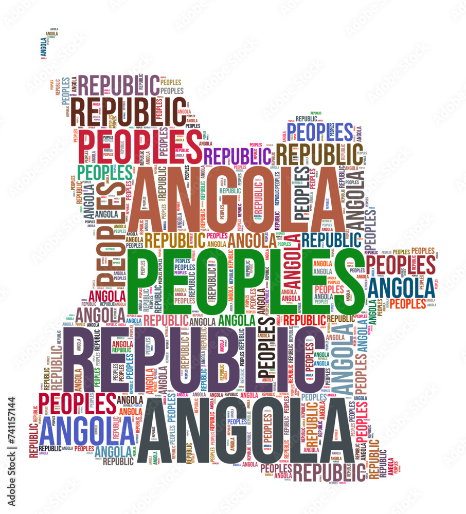 Angola country shape word cloud. Typography style country illustration ...
