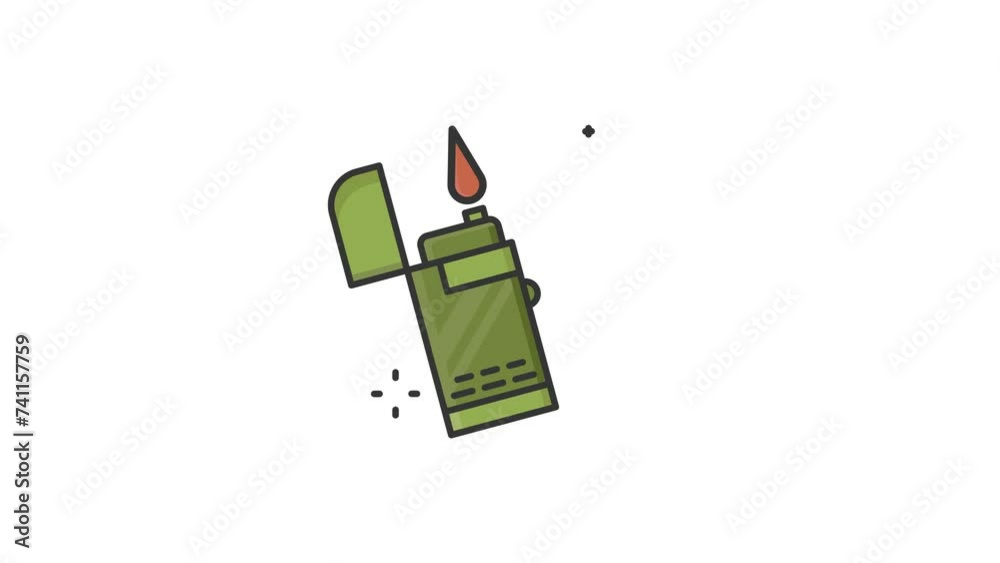 cigarette lighter icon animation video, seamless looping of lighter ...