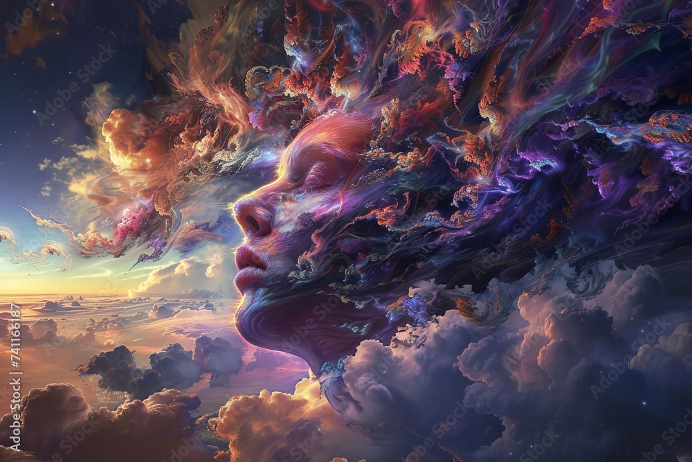 Vivid and imaginative concept art depicting a journey through the mind ...