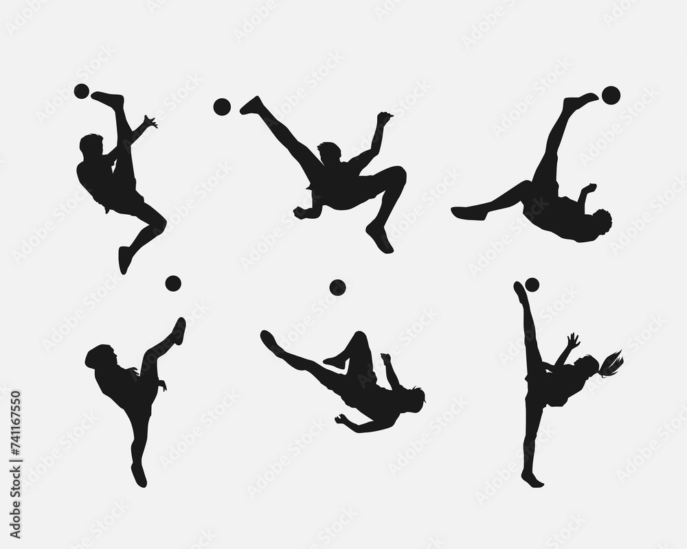 silhouette set of sepak takraw with action, different poses. popular ...