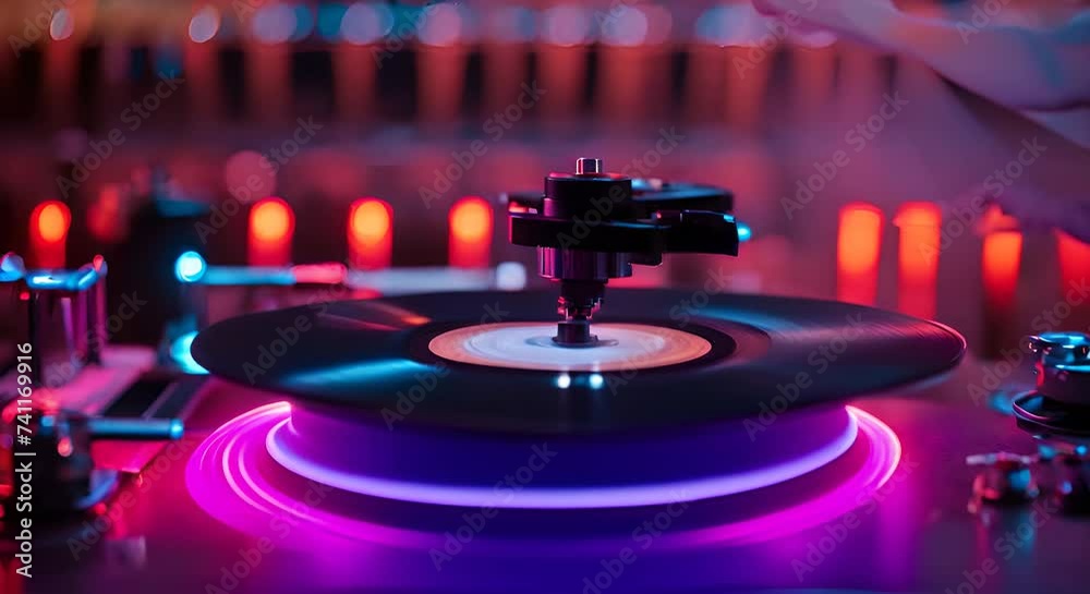 Vidéo Stock DJ Spinning, Mixing, and Scratching in a Night Club, Hands ...