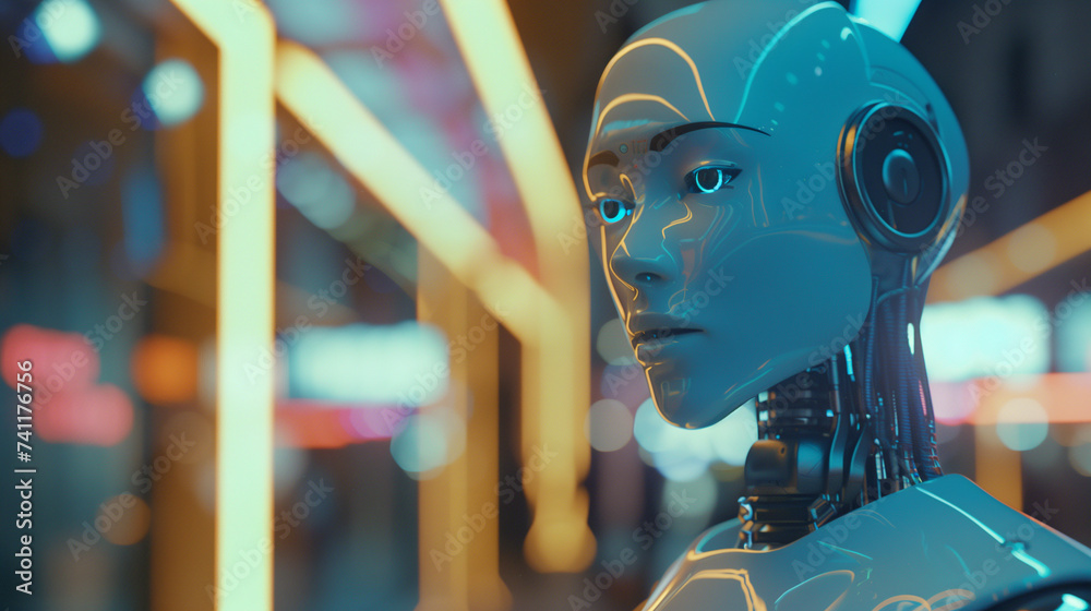 modern AI humanoid robot, advanced futuristic artificial intelligence ...