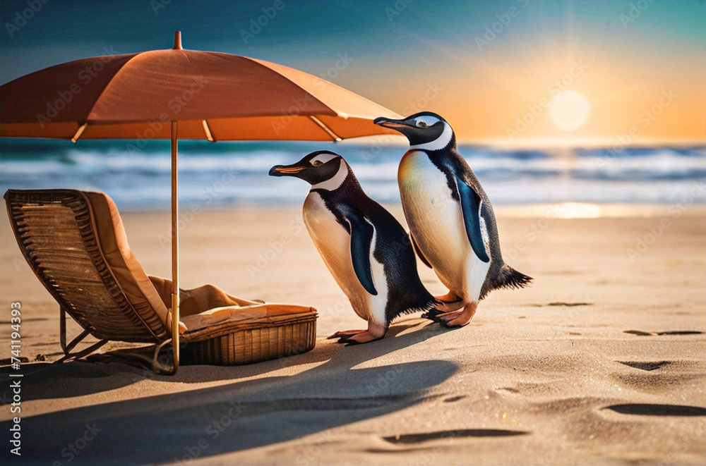 Penguin Paradise: Sun, Sand, and Shades Cool Chicks Under the Umbrella ...