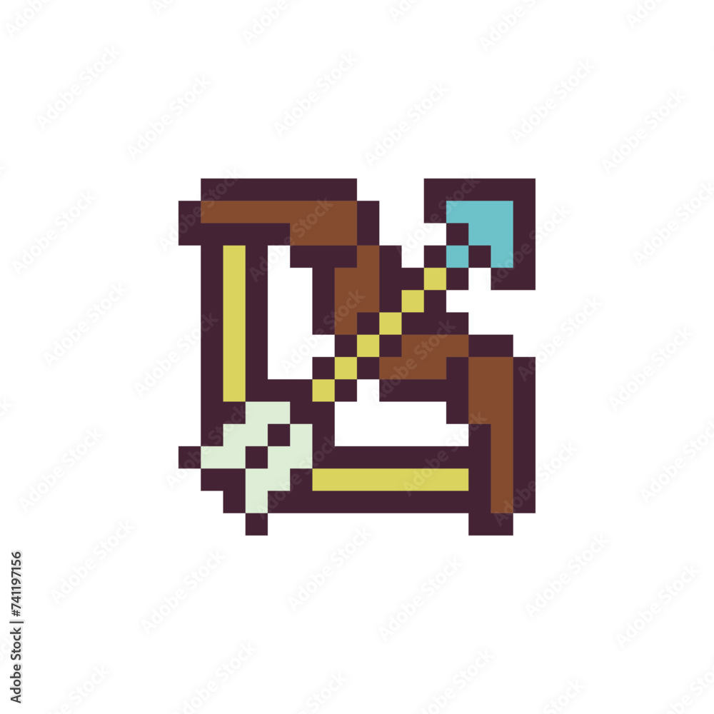 Bow and arrow. Medievalist weapons. Native American Indian weapon pixel ...