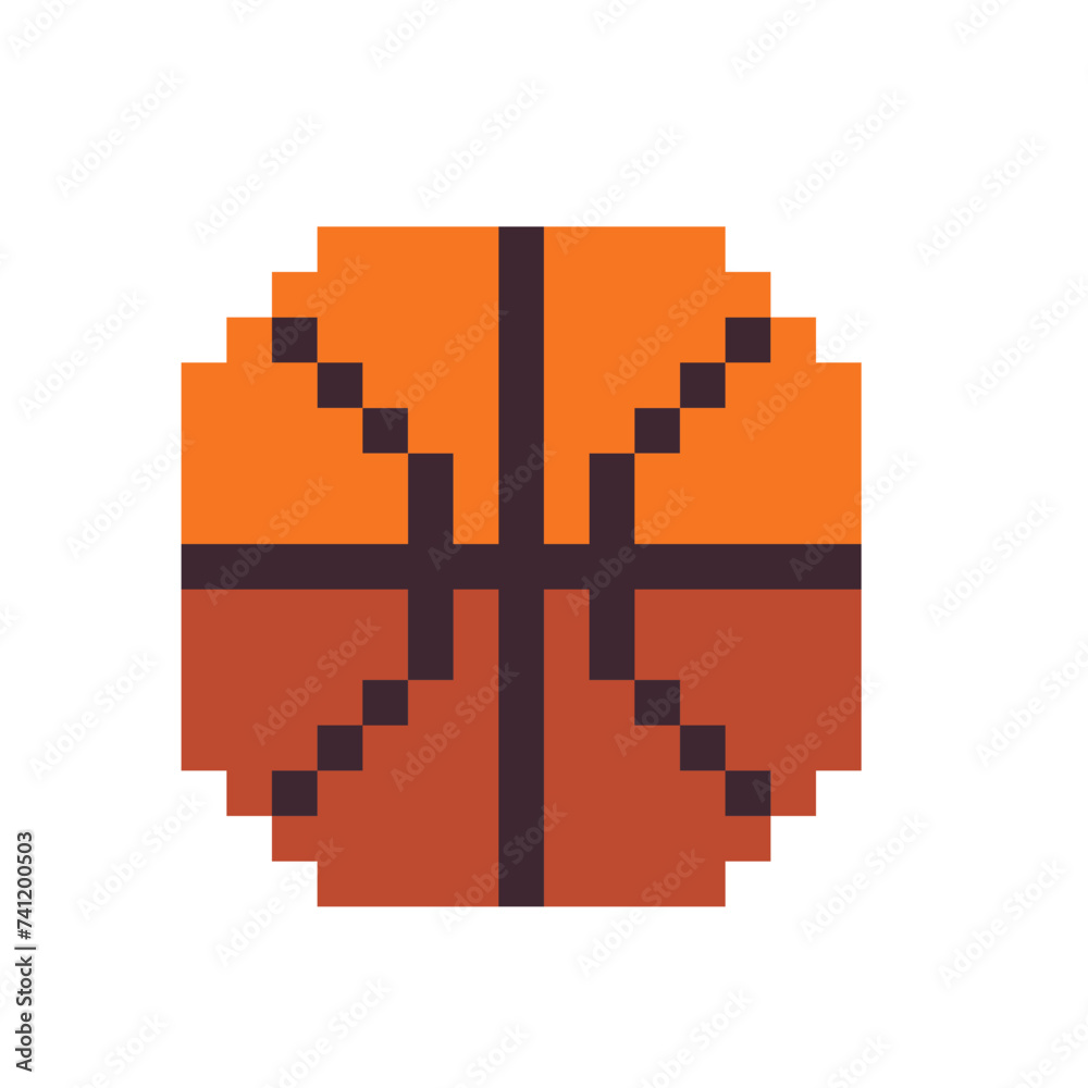 Sports ball. Basketball. Old school computer graphic design. Pixel art ...