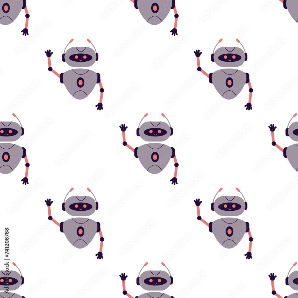 Cute robot chatbot texture, wallpaper template. Bot operator isolated ...