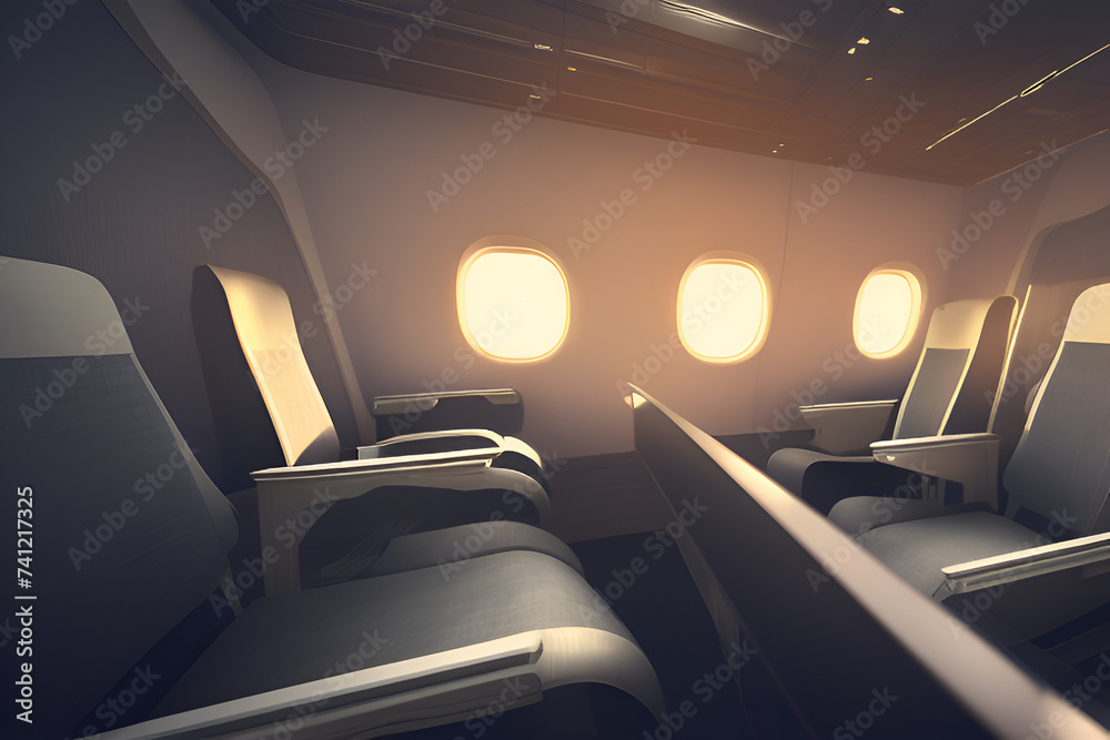 Business First Class Cabin interior of a modern commercial airplane ...