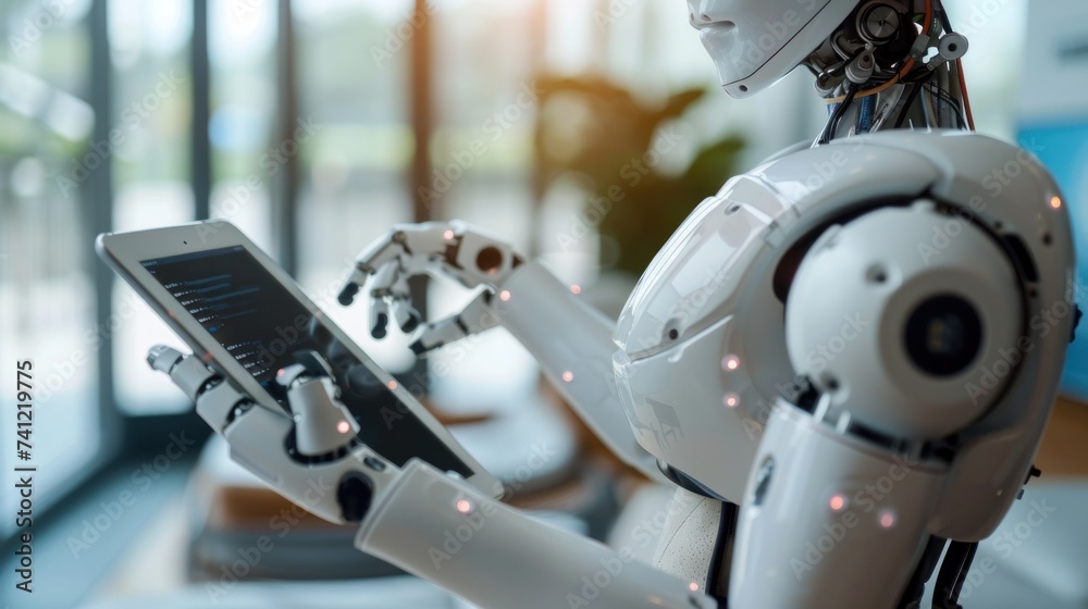 Virtual AI Assistant, digital human-like avatar with tablet or screen ...