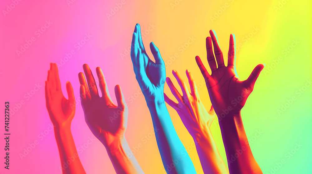 Female hands reaching out for equality and justice against a bright ...