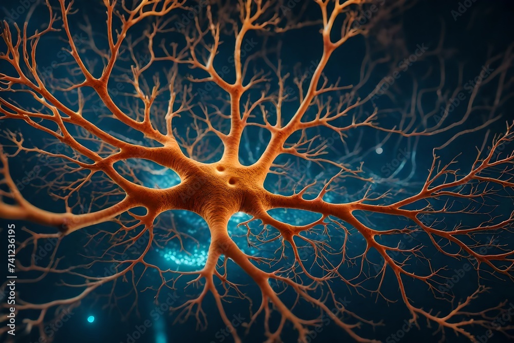 A close-up neuron cell, showcasing its intricate details. Impeccable ...