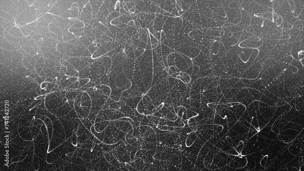Abstract white particle with a distorted and floating line background ...