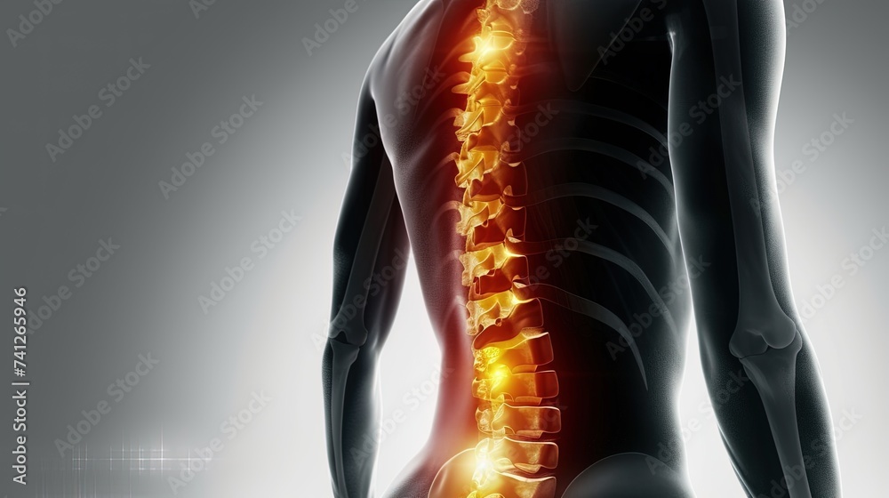 X ray of a human spine. Persona with back pain, protrusion and hernia ...