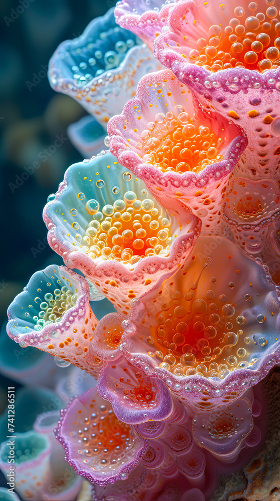 Deep sea coral reefs. Surreal Organic Coral Form with various colors ...