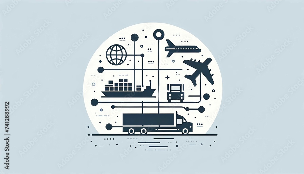 Graphic design of global logistics network showcasing different modes ...