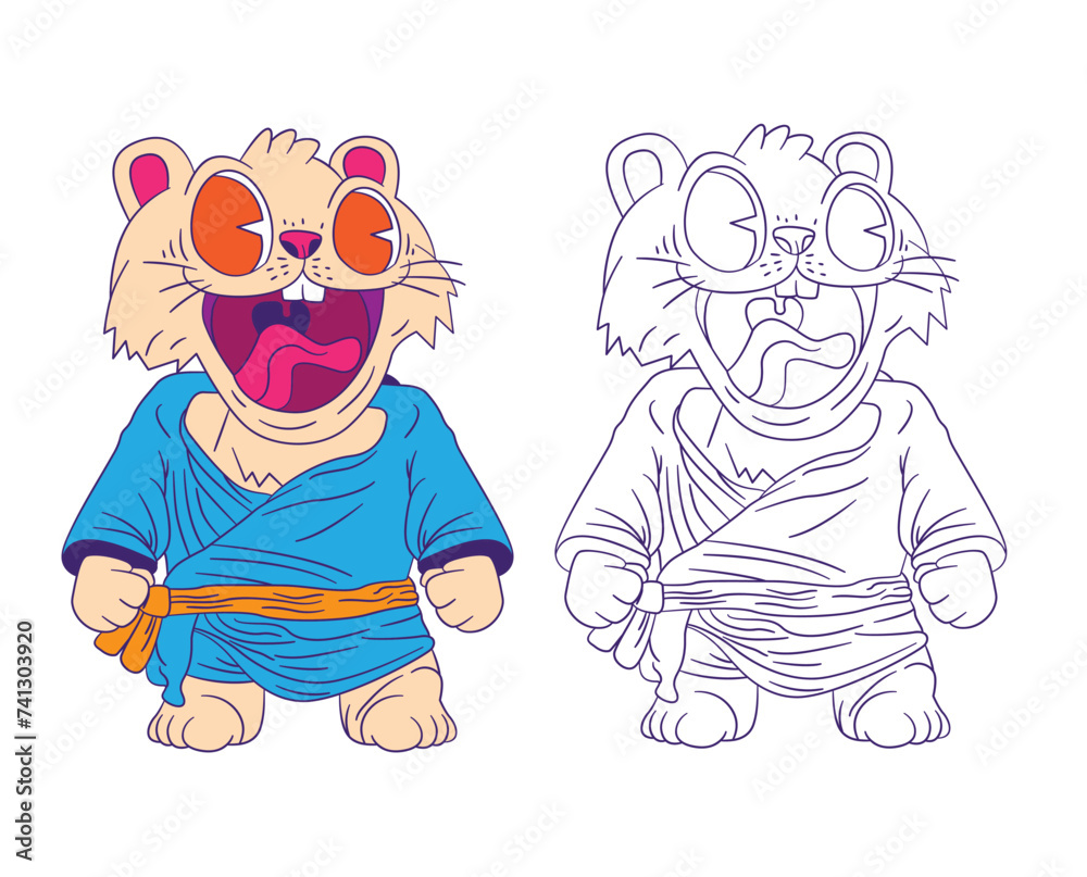 cute animal doodle illustration for coloring page drawing book Stock ...