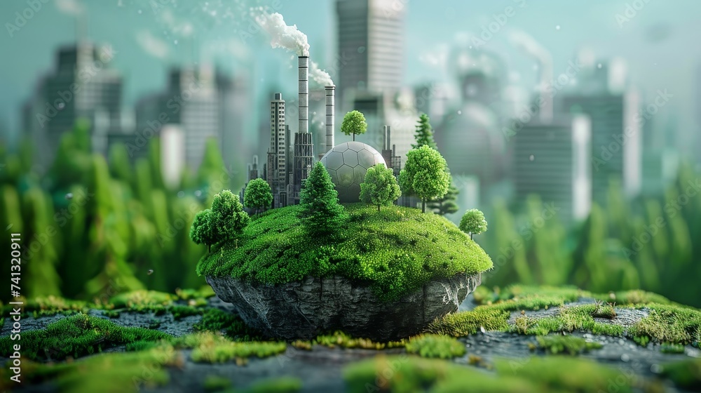 Artistic representation of the carbon neutral cycle of biomass energy ...