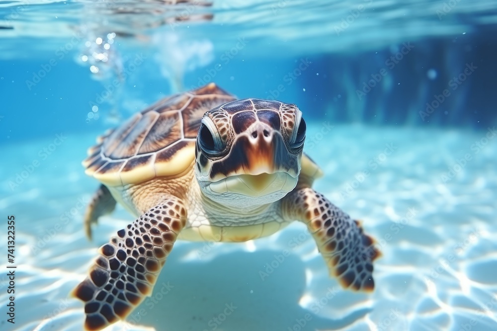 Turtle swimming in ocean. world turtle day for climate change csr and ...