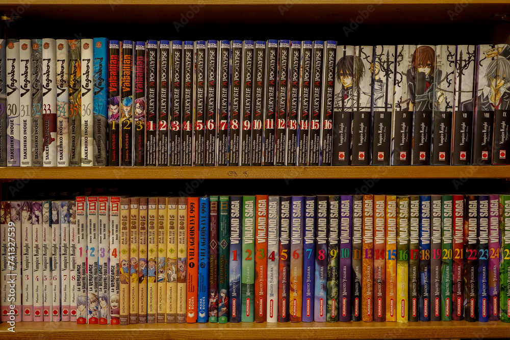 bookshelves full of mangas , animes and popular japanese comic books ...