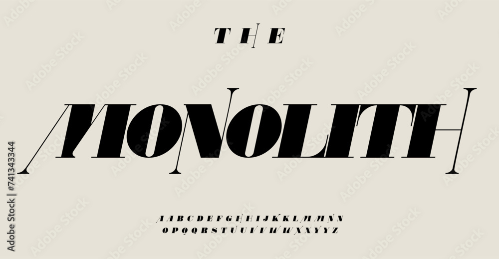 Contrast alphabet, sleek serif letters with thin elegant tails, chic ...
