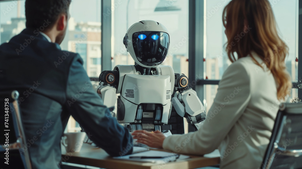 Futuristic Concept: Humanoid Robot Engaging in Professional Meeting in ...