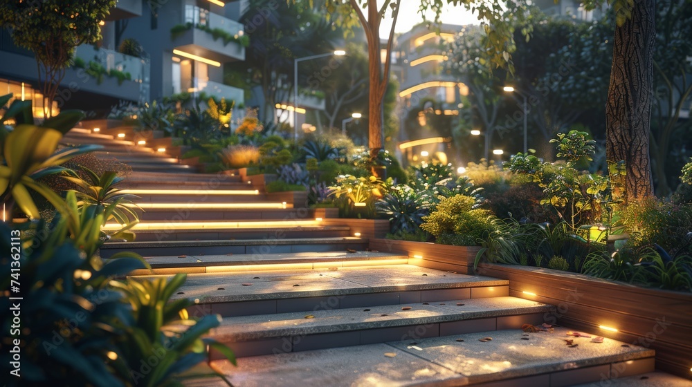 Innovative mixed-use development, terraced design with public green ...