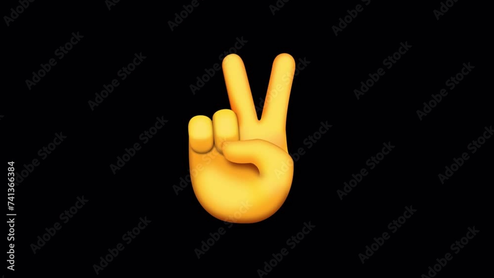 Victory Hand Emoji Animated on a Transparent Background. 4K Loop ...