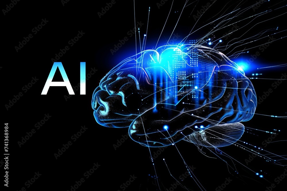 AI Brain Chip ct equipment. Artificial Intelligence functional mri mind ...